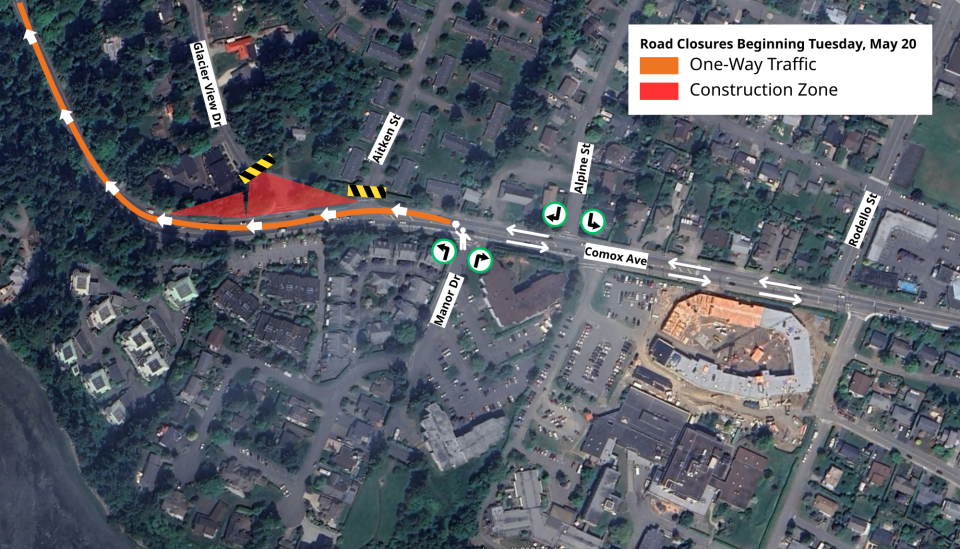 Glacier View Drive and Aitken Street Closed at Comox Avenue Starting ...